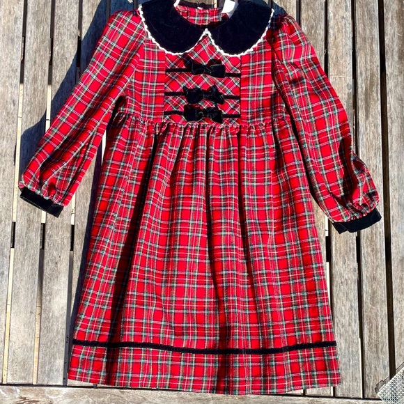 Bonnie Jean | Dresses | 6x Bonnie Jean Plaid Checked Tartan Dress With Velvet Peter Pan Collar ...